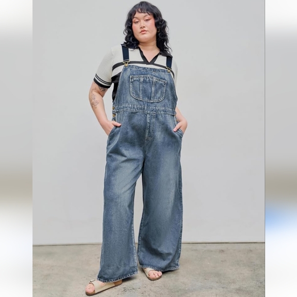 Cider | Jeans | Nwt Cider Wideleg Overalls 2x Blue Wash | Poshmark